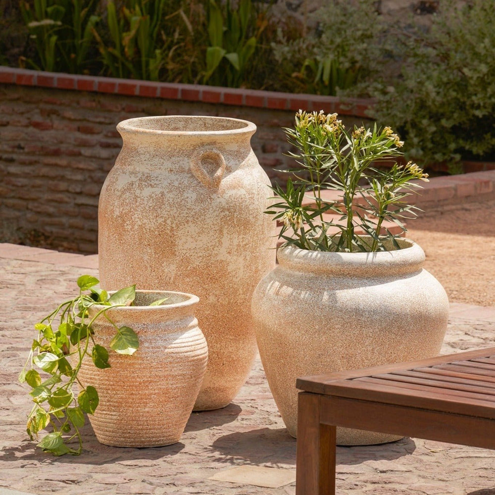 The Italian Trio - Set of 3 Rustic Planters in Beige