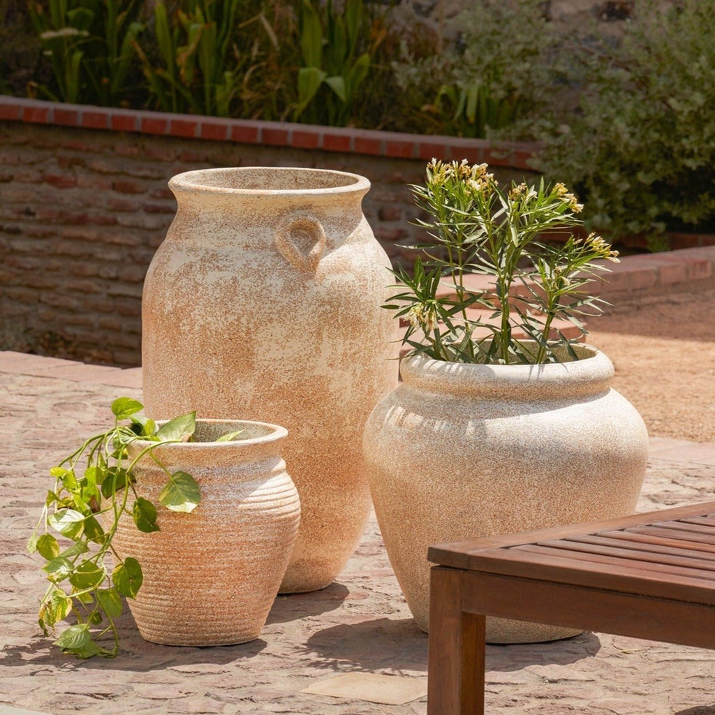 The Italian Trio - Set of 3 Rustic Planters in Beige