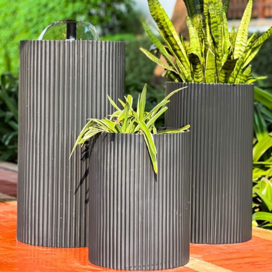 Tall Midori Planter with Fountain (Set of 3)